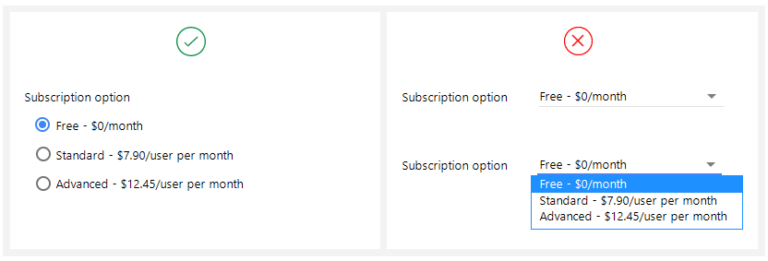 7 Rules of Using Radio Buttons vs Drop-Down Menus