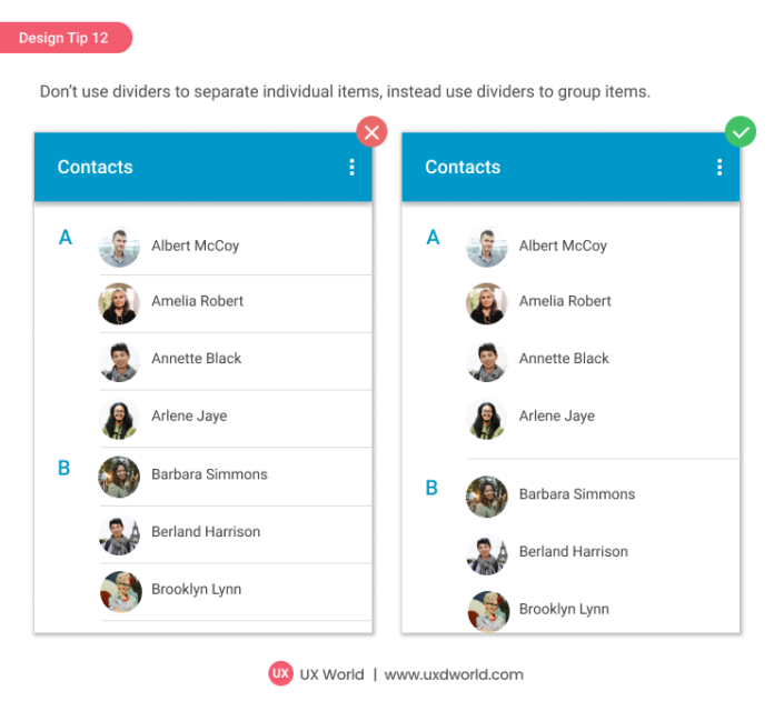 Design Tip #12 - Use Divider to Group Related Items on UI