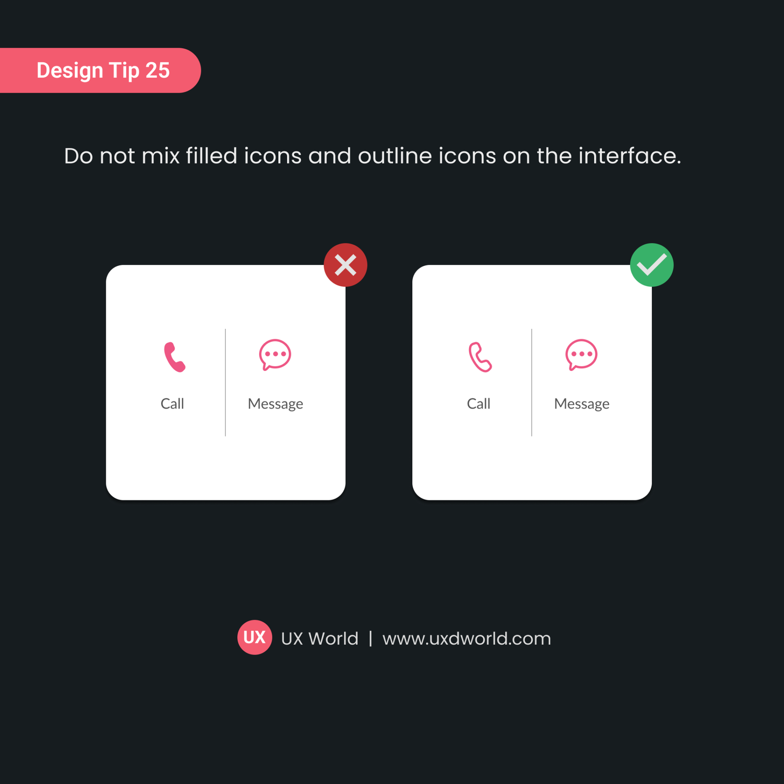 Design Tip#25 – Filled vs. Outlined Icons